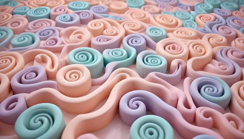 A Playful and Abstract Composition of Pastel-colored Spirals and Curves ...