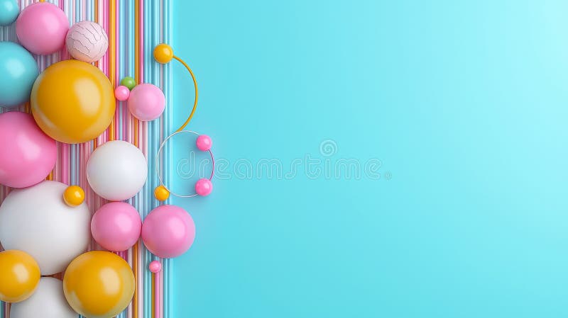Playful Abstract Frame with Colorful 3D Spheres Stock Illustration ...
