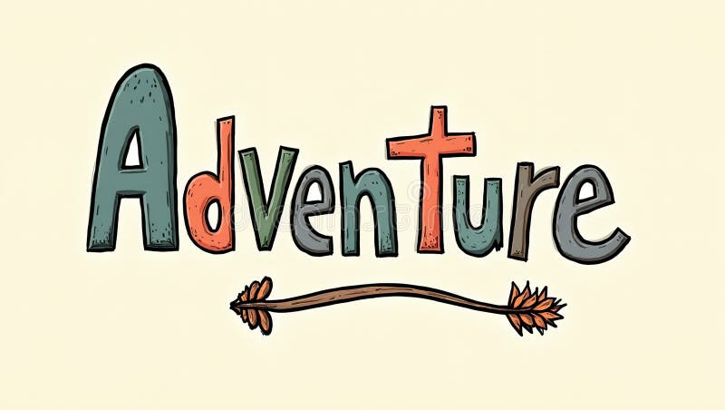 Playful Adventure Word with Hand Drawn Arrow Stock Illustration ...