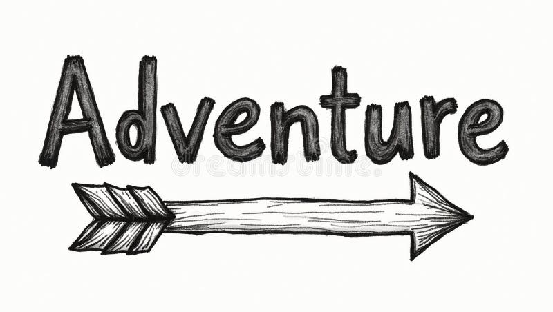 Playful Adventure Word with Hand Drawn Arrow Stock Illustration ...