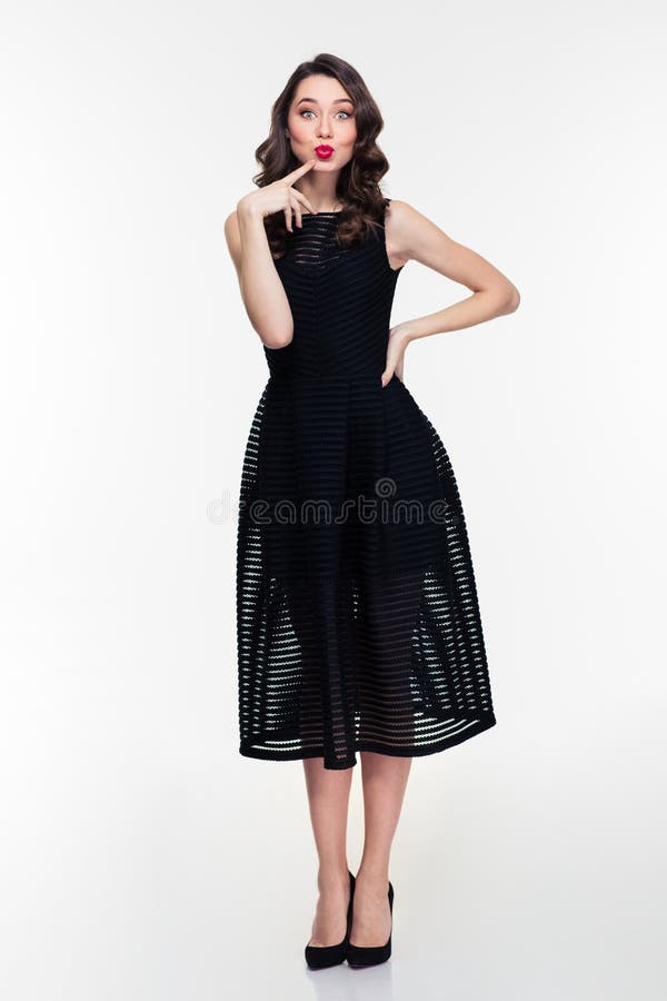 Playful Amusing Pretty Female with Bright Makeup in Retro Style Stock ...