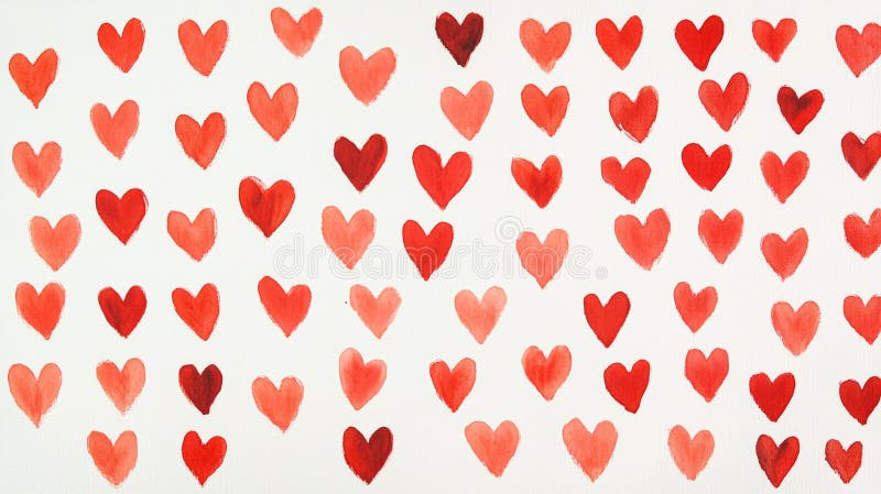 A Playful Arrangement of Small Red Hearts in Two Rows Against a Clean ...