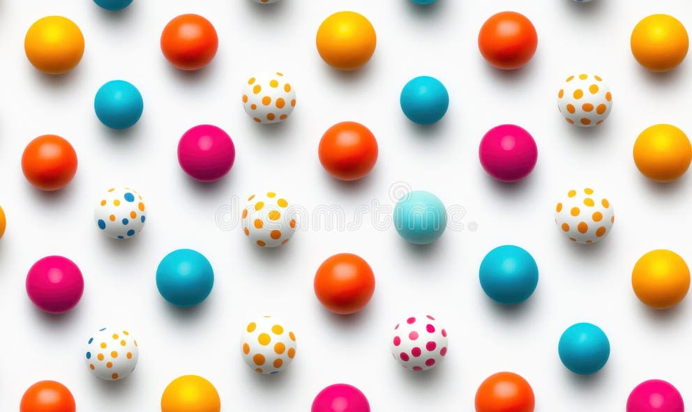 A Playful Array of Colorful Solid and Dotted Spheres on a Clean White ...