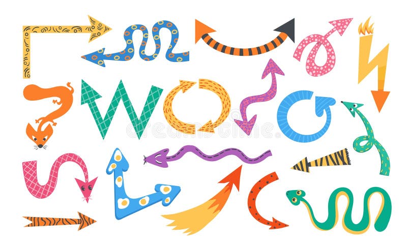 Playful Arrows. Patterned Funny Pointers Different Shapes. Quirky ...