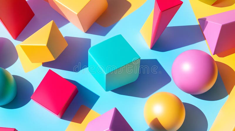Playful and Artistic Colorful 3D Geometric Shapes with Shadow Play ...