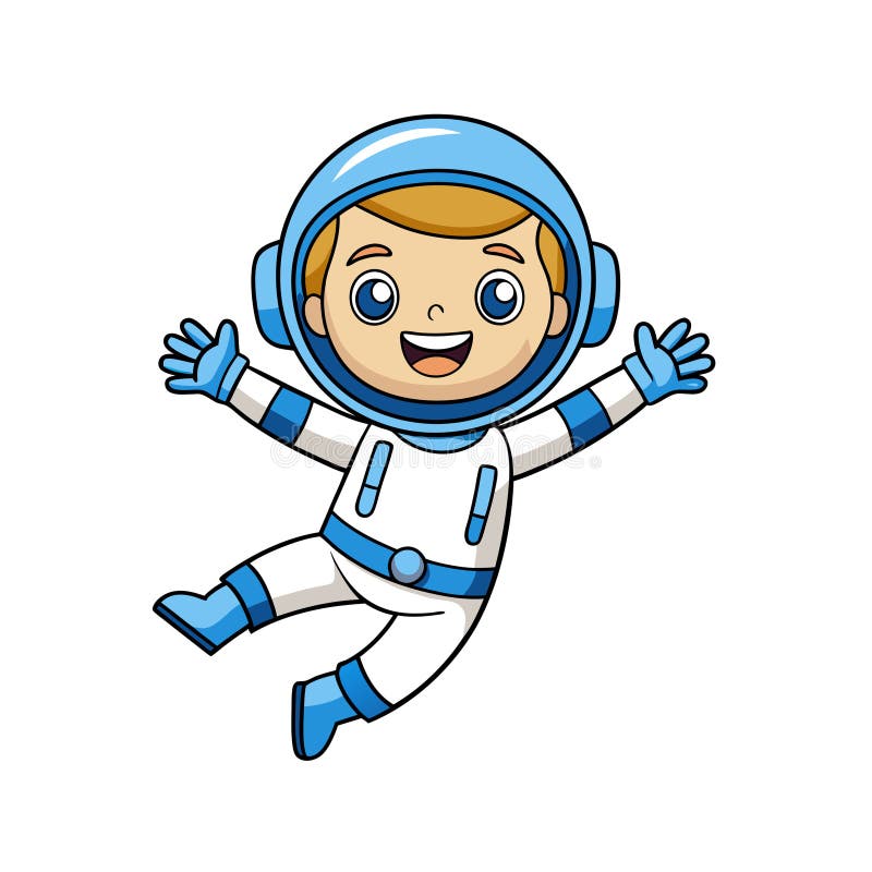 Playful Astronaut Boy Floating in Space Stock Vector - Illustration of ...
