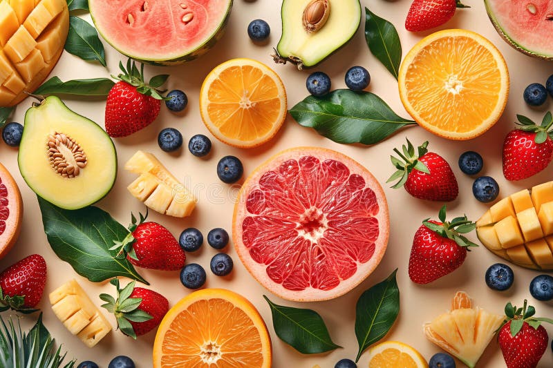 Cheerful Summer Fruit Pattern Design. Stock Illustration - Illustration ...