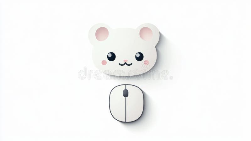 A Playful Bear-shaped Mouse Rests beside a Simple Keyboard Icon on a ...