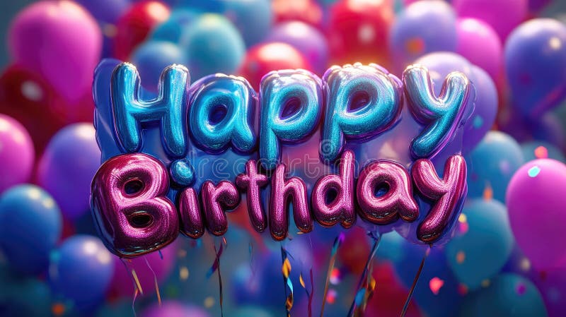 Playful Birthday Message Surrounded by Balloons. Stock Illustration ...