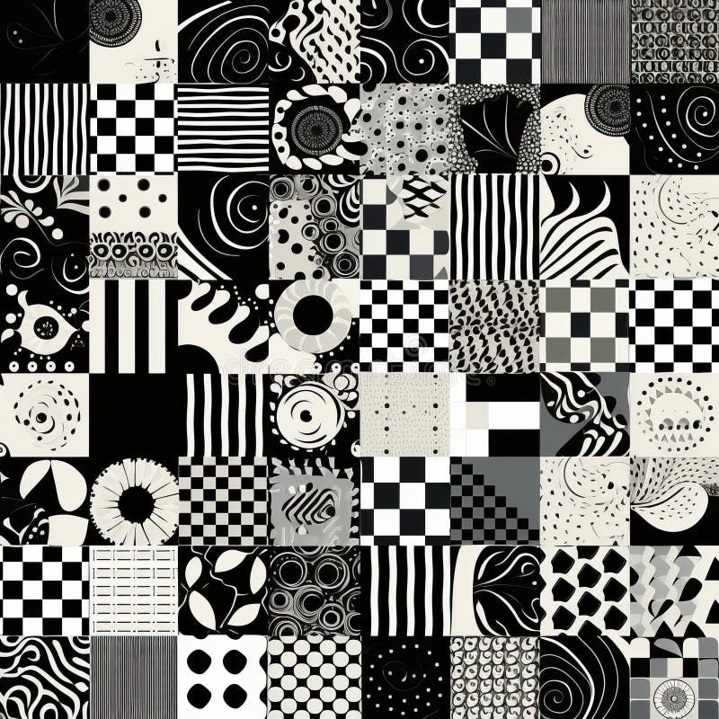 Playful Black and White Patchwork Patterns by Brett Whiteley and Bess ...