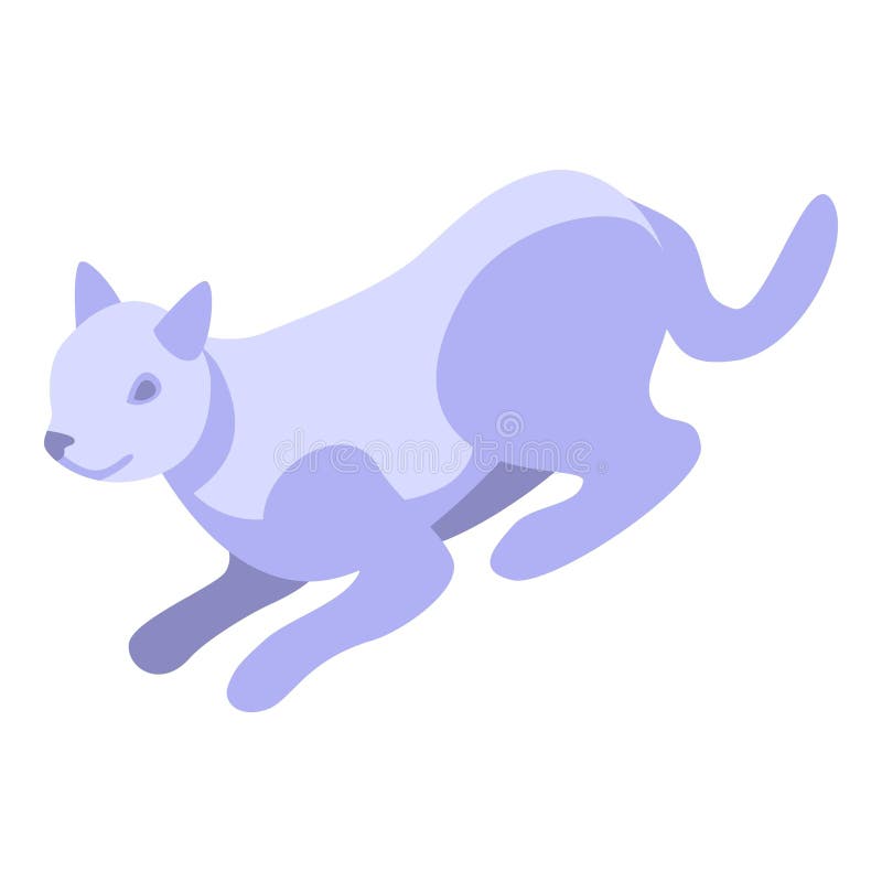Playful Blue Cat Running Isometric Illustration Stock Vector ...