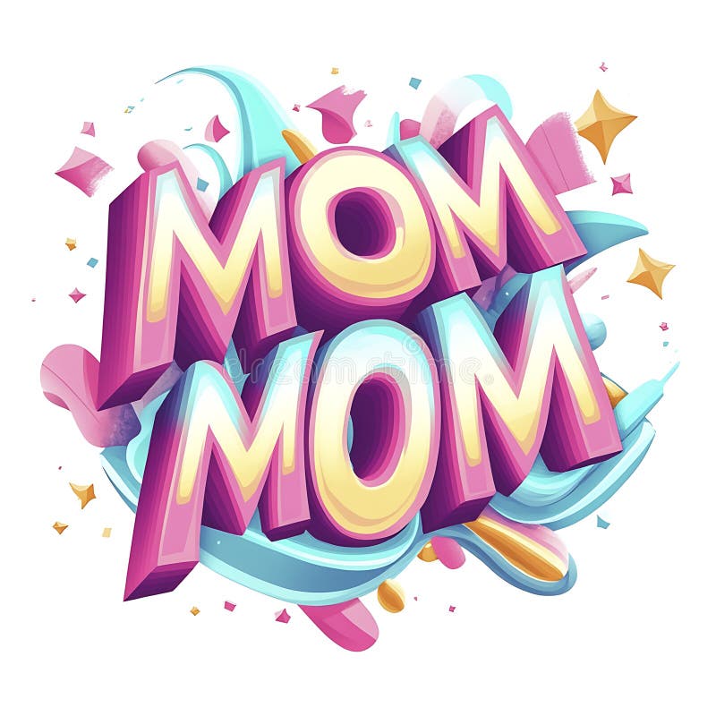 Playful Bold MOM Typography in Bright Colors on White Background Stock ...