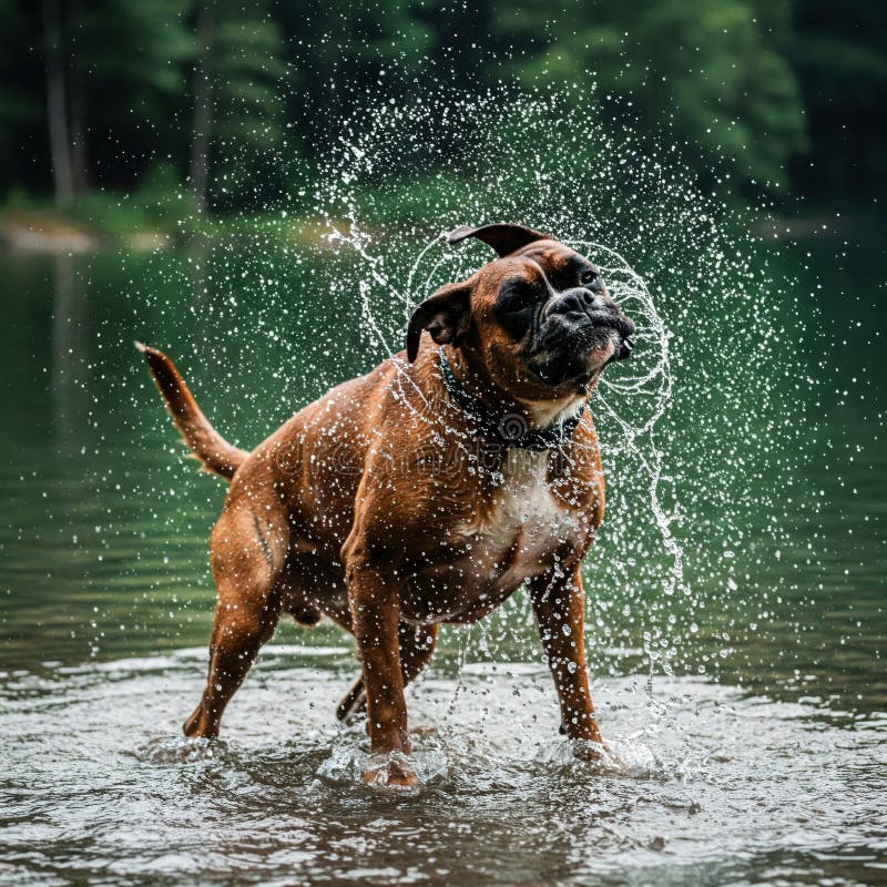Playful Boxer Shaking Water Drops Stock Illustration - Illustration of ...