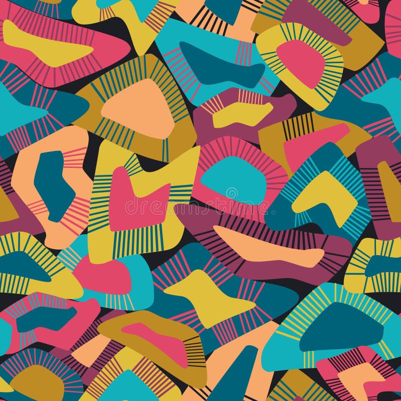 Playful Bright Color Blocked Shapes Abstract Geometrical Surface ...