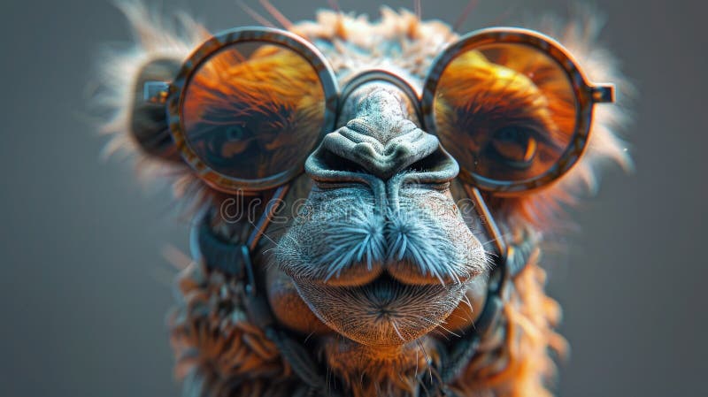 Playful Camel with Cool Shades on White Background Stock Illustration ...