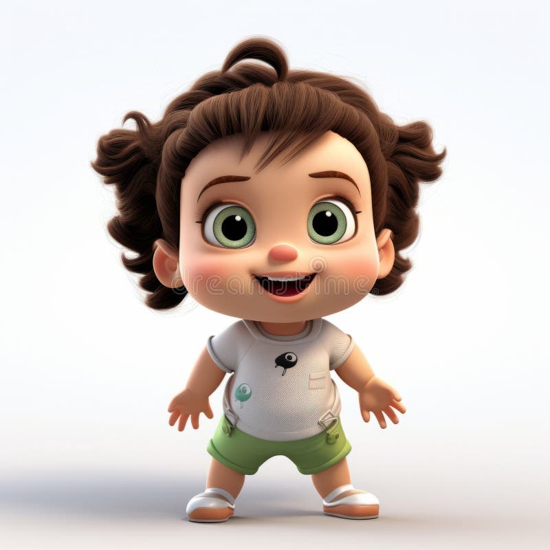 Playful Cartoon Baby Character with Realistic Lighting Stock ...