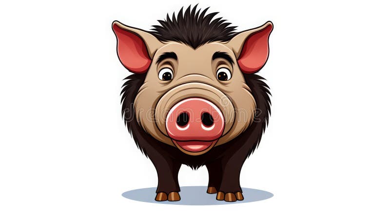 Playful Cartoon Boar with a Cheerful Face and Upright Stance Stock ...