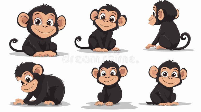 Playful Cartoon Chimp Monkey Mascot in Unique Pose Stock Vector ...