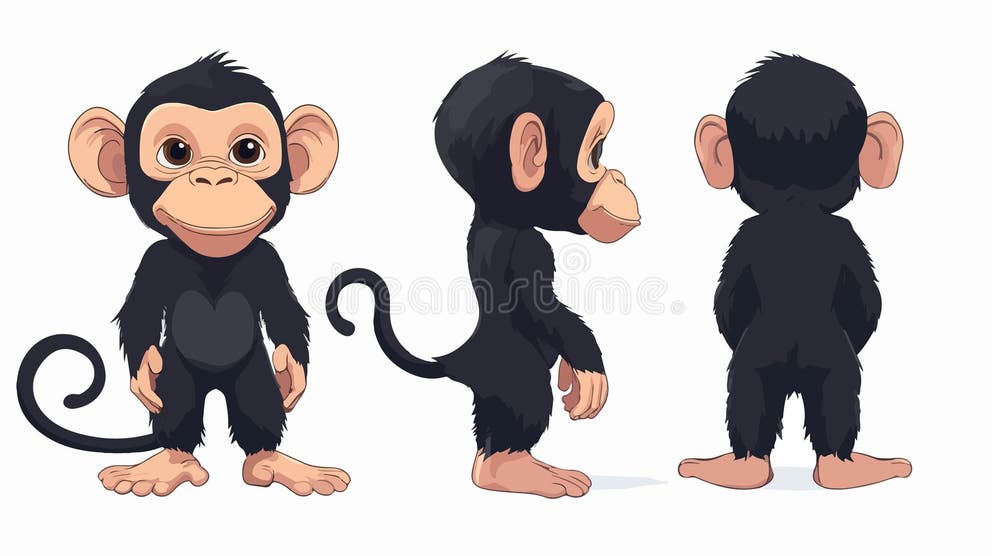 Playful Cartoon Chimp Monkey Mascot in Unique Pose Stock Vector ...