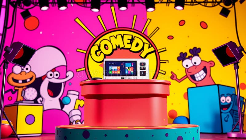 Playful Cartoon Comedy Show Set Design with Vibrant Colors and Animated ...