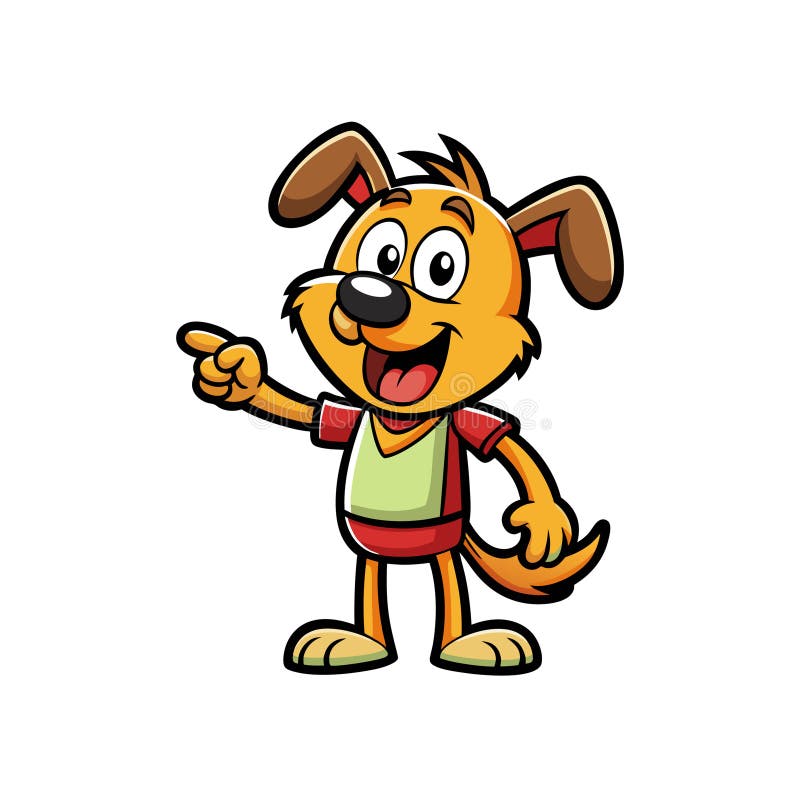 Playful Cartoon Dog Pointing Fun Stock Illustration - Illustration of ...