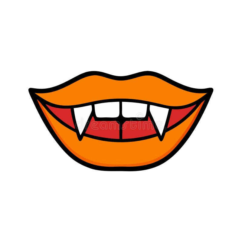 A Cartoon Drawing of a Vampire S Mouth with Teeth Showing Stock ...