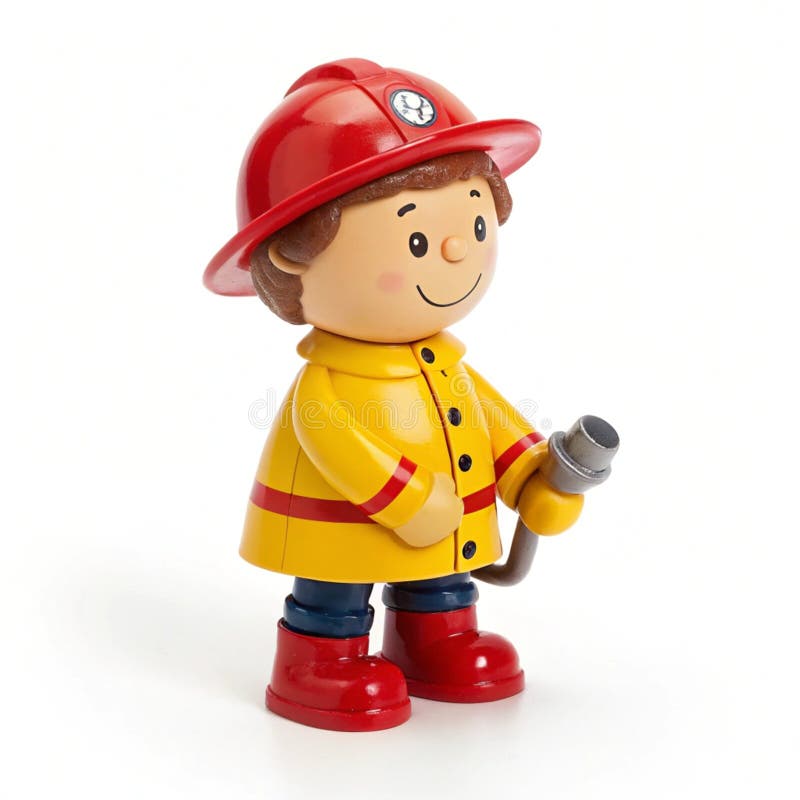 Playful Cartoon Fireman on White Background Stock Illustration ...