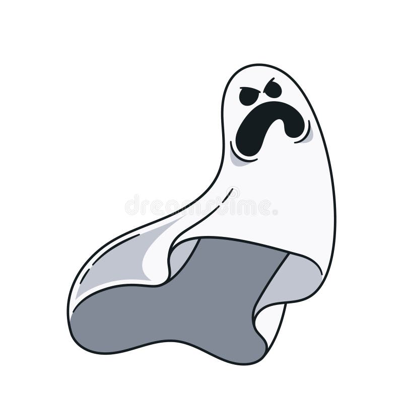Playful Cartoon Ghost with an Angry Expression Isolated on White ...