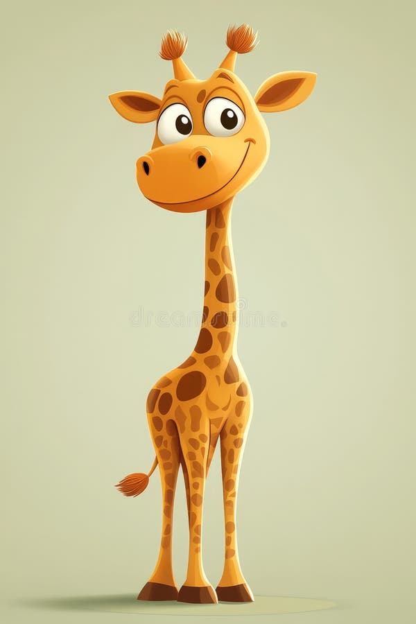 Playful Cartoon Giraffe Character with Oversized Features, Smiling ...