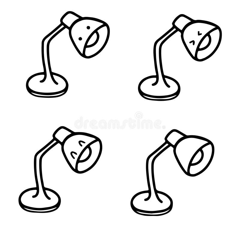 Playful Cartoon Study Lamp Vector with Various Expressions Cute ...