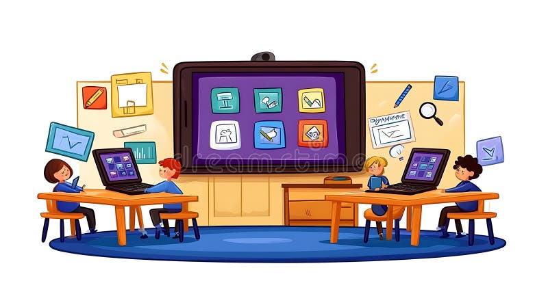 Children with tablets stock vector. Illustration of hospital - 58840964