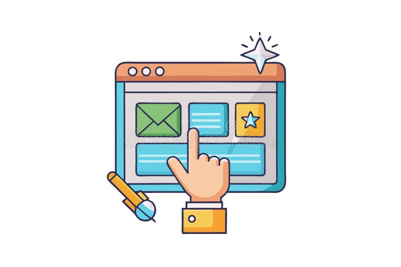 Playful Cartoon Web Interface Design with a Pointing Hand and ...