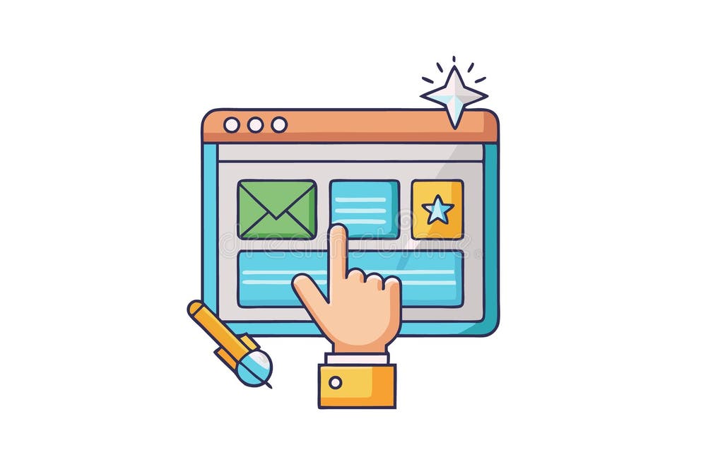 Playful Cartoon Web Interface Design with a Pointing Hand and ...