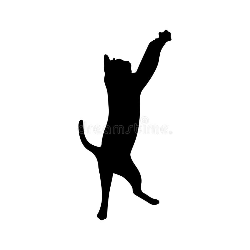 Playful Cat Reaching Up Silhouette Stock Illustration - Illustration of ...