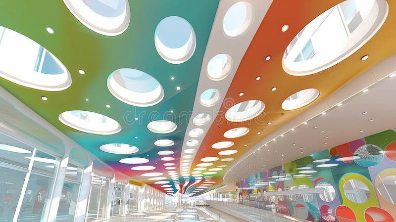 A Playful Ceiling Design Featuring a Mix of Circles Squares and ...