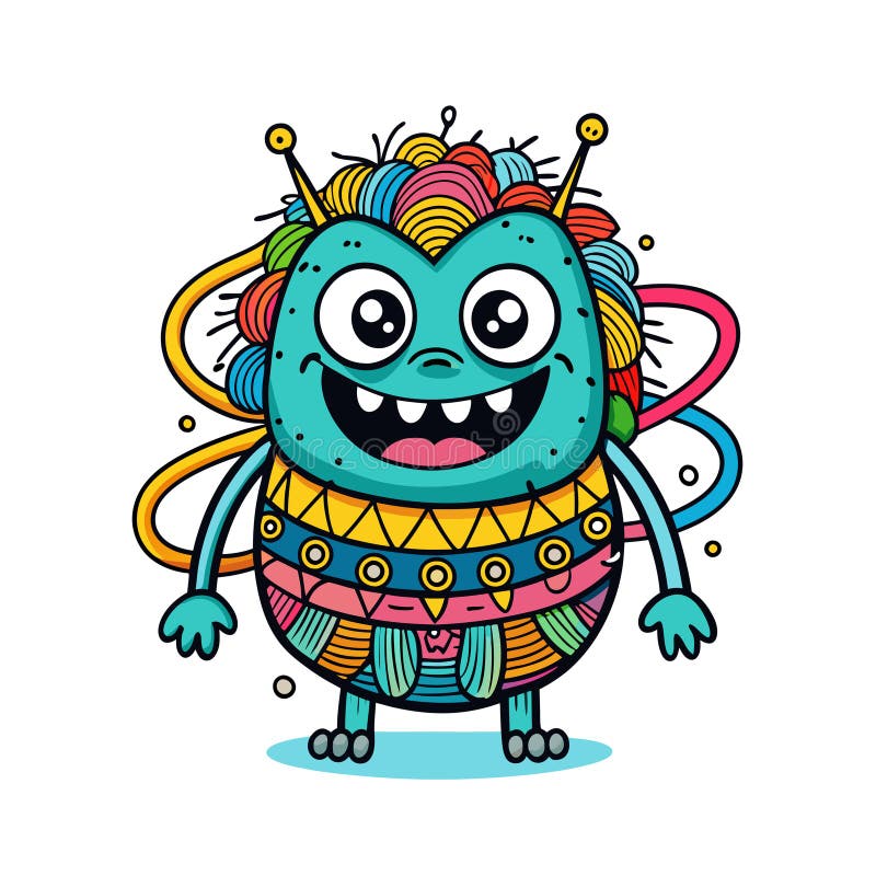Playful Scribble Monster Character Design Stock Vector - Illustration ...