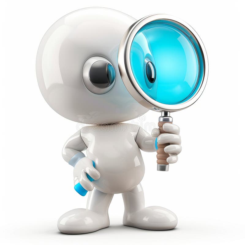 A Curious Character Holding a Magnifying Glass while Exploring Details ...