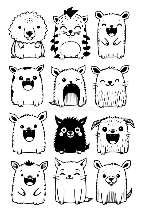Playful Characters, Ink Art for Fun & Creative Projects Stock ...