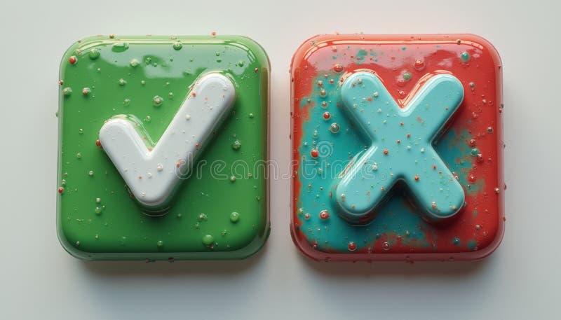 Playful Check and Cross Buttons with Vibrant Colors Stock Image - Image ...