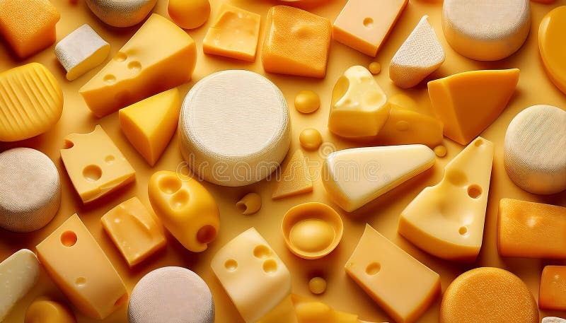 Playful Cheese Pattern with Abstract Forms and Textures in Bright ...
