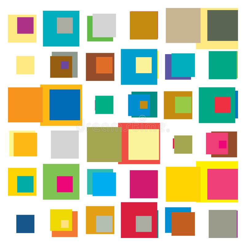Playful Colored Overlapping Random Squares. Abstract Geometric Vector ...