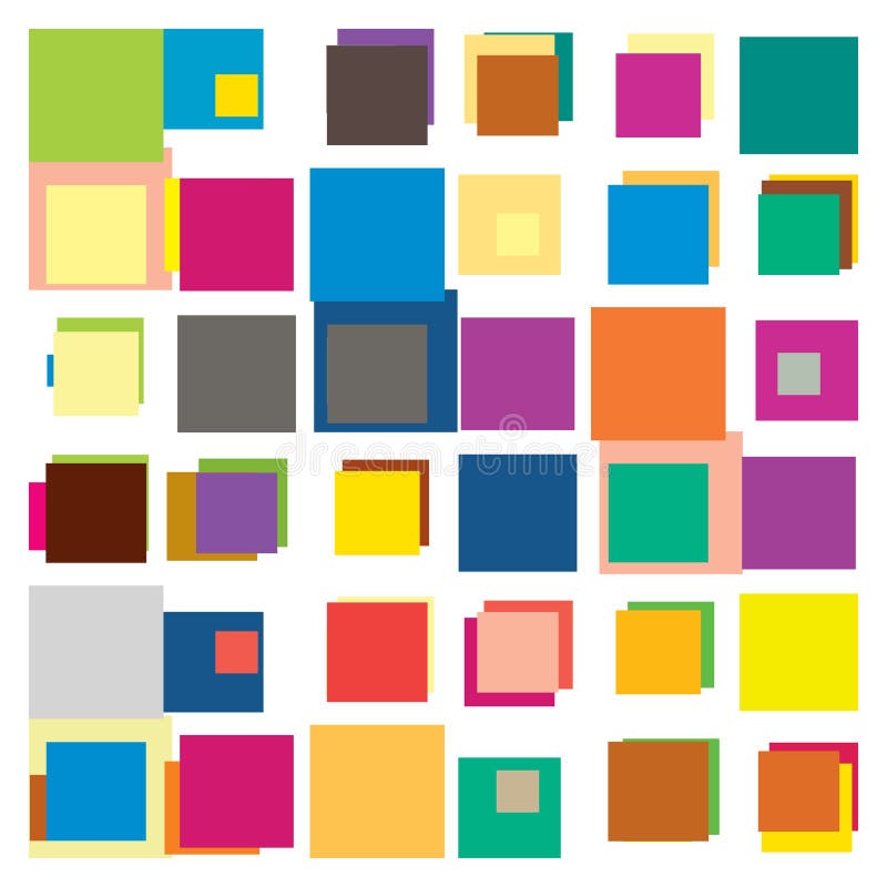 Playful Colored Overlapping Random Squares. Abstract Geometric Vector ...