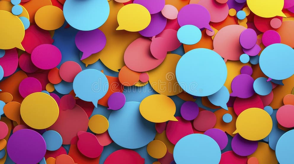Playful Colorful Circular Forms and Speech Elements Art Stock ...