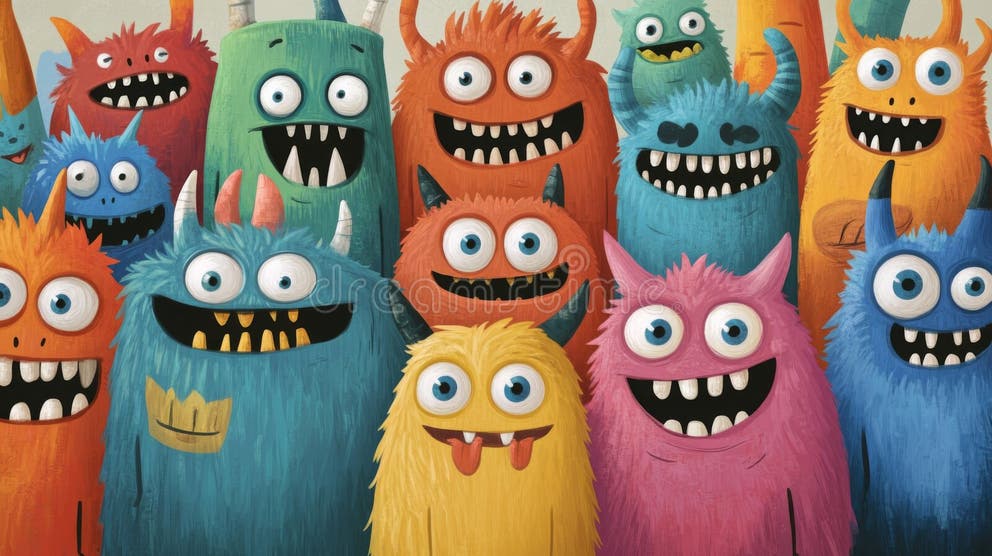 Playful Colorful Monsters Illustration Stock Illustration ...