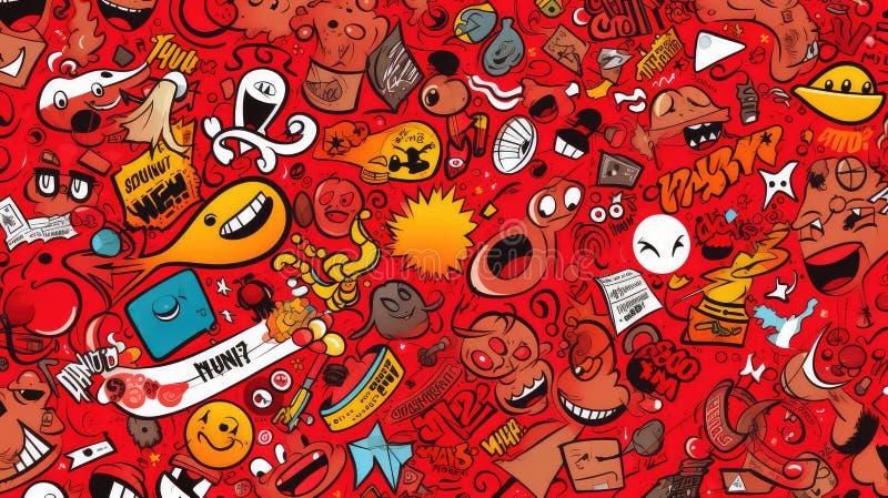 Playful Comic Background Red Stock Illustration - Illustration of ...