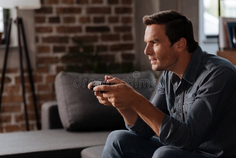 Playful Committed Guy Determined To Win Stock Photo - Image of home ...