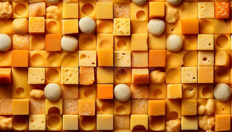 Playful Cheese Pattern with Abstract Designs Showcasing Various Cheese ...