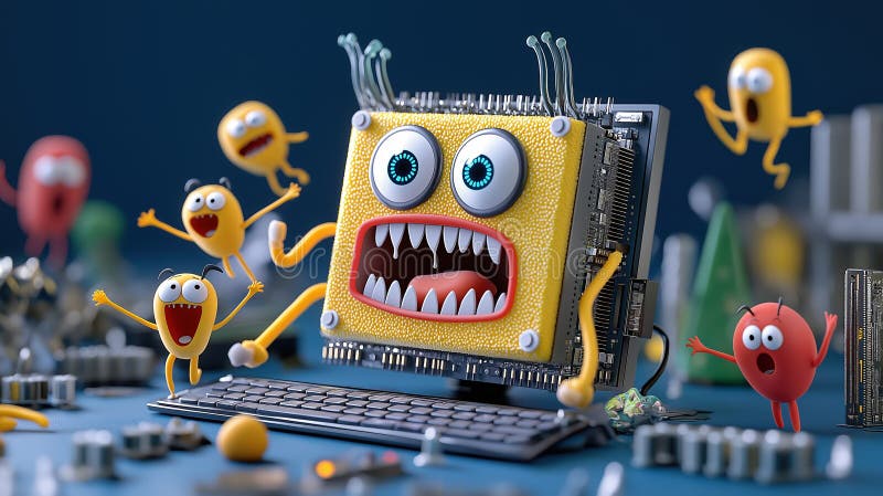 Playful Computer Monsters Make Tech Fun Stock Illustration ...