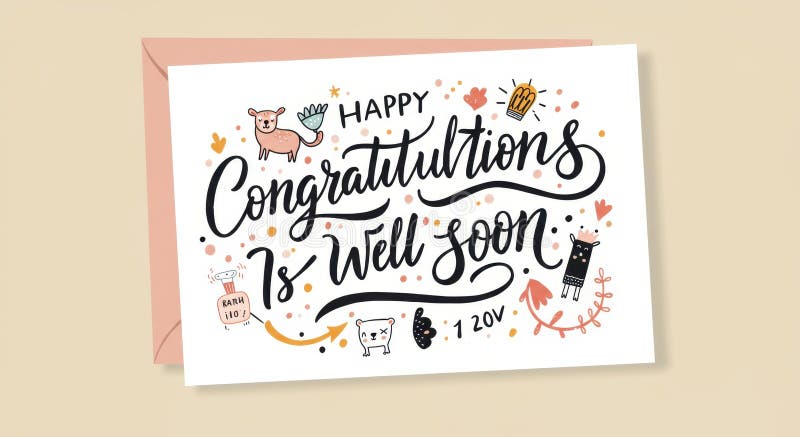 Playful Congratulations Card with Cute Animals and Whimsical Elements ...