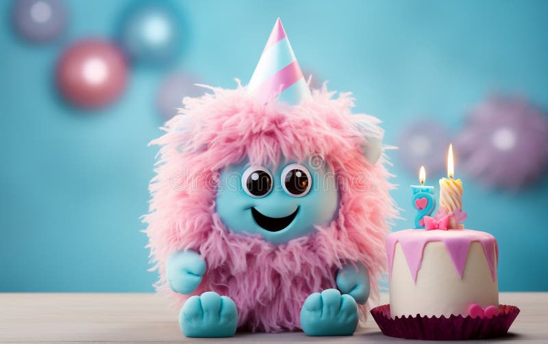 Playful Creature: Colorful Birthday Celebration, AI-generated Image ...